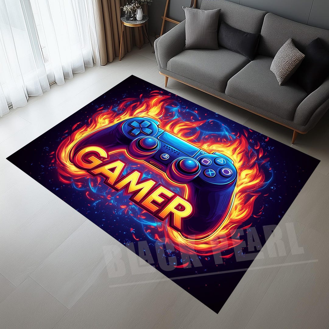Game Controller Rug, Gamer Rug, Game Controller,neon Game Controller ...