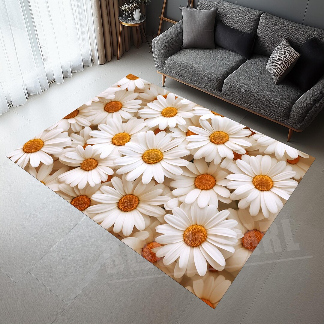 Daisy Rug, White Daisy Rug, Big Daisy Rug, 3d Daisy Rug, Daisy Decor ...