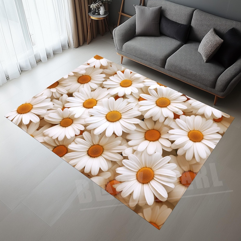 Daisy Rug, White Daisy Rug, Big Daisy Rug, 3d Daisy Rug, Daisy Decor ...