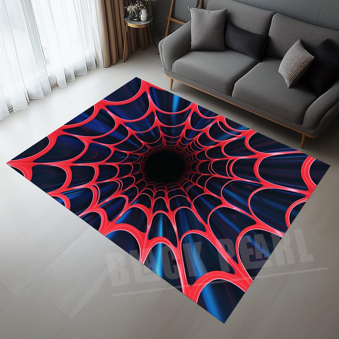 3D Optical Illusion Rug: Spider Web Vortex, Kids Room Decor - Etsy