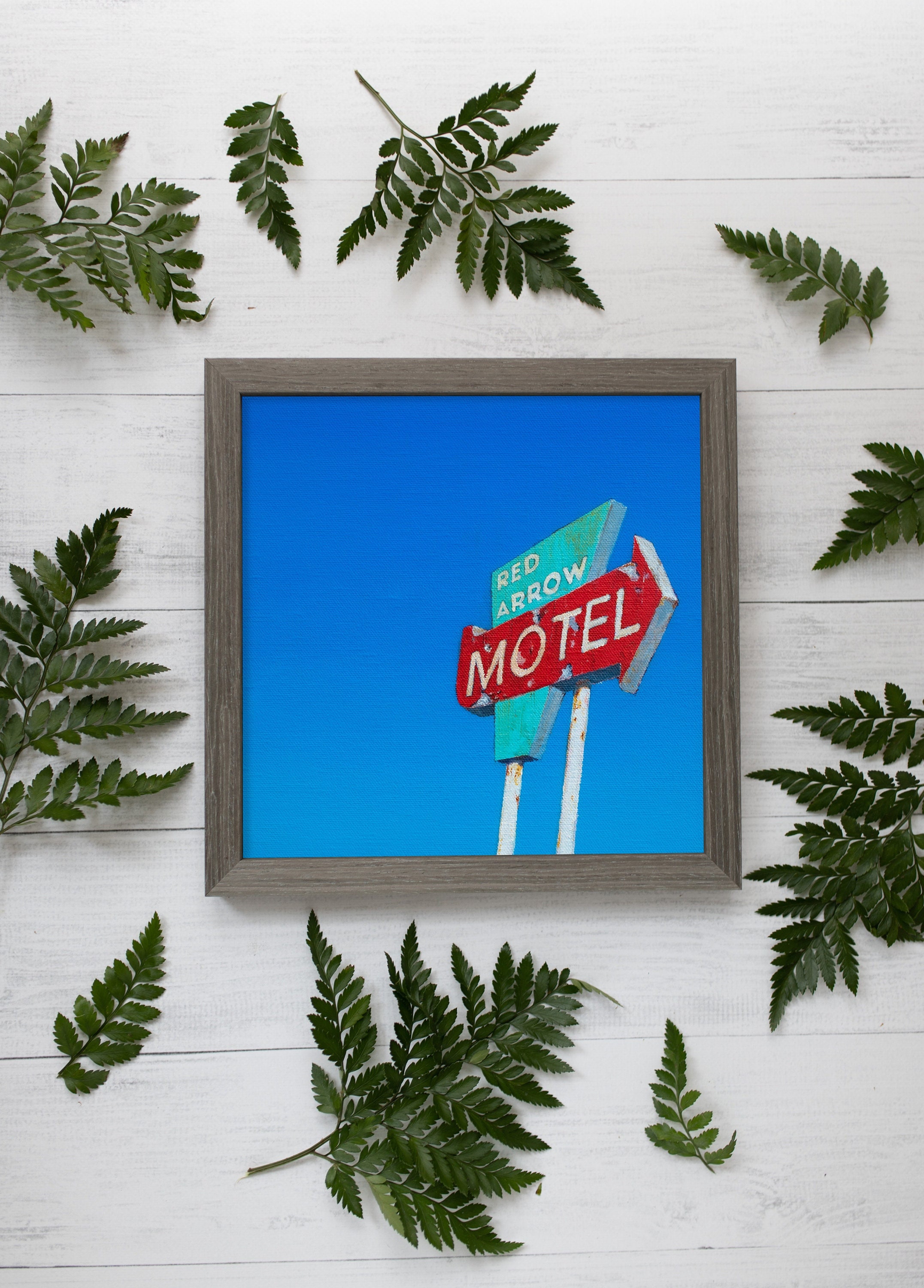 Red Arrow Motel Painting; Vintage Motel Sign; Motel Art - Etsy