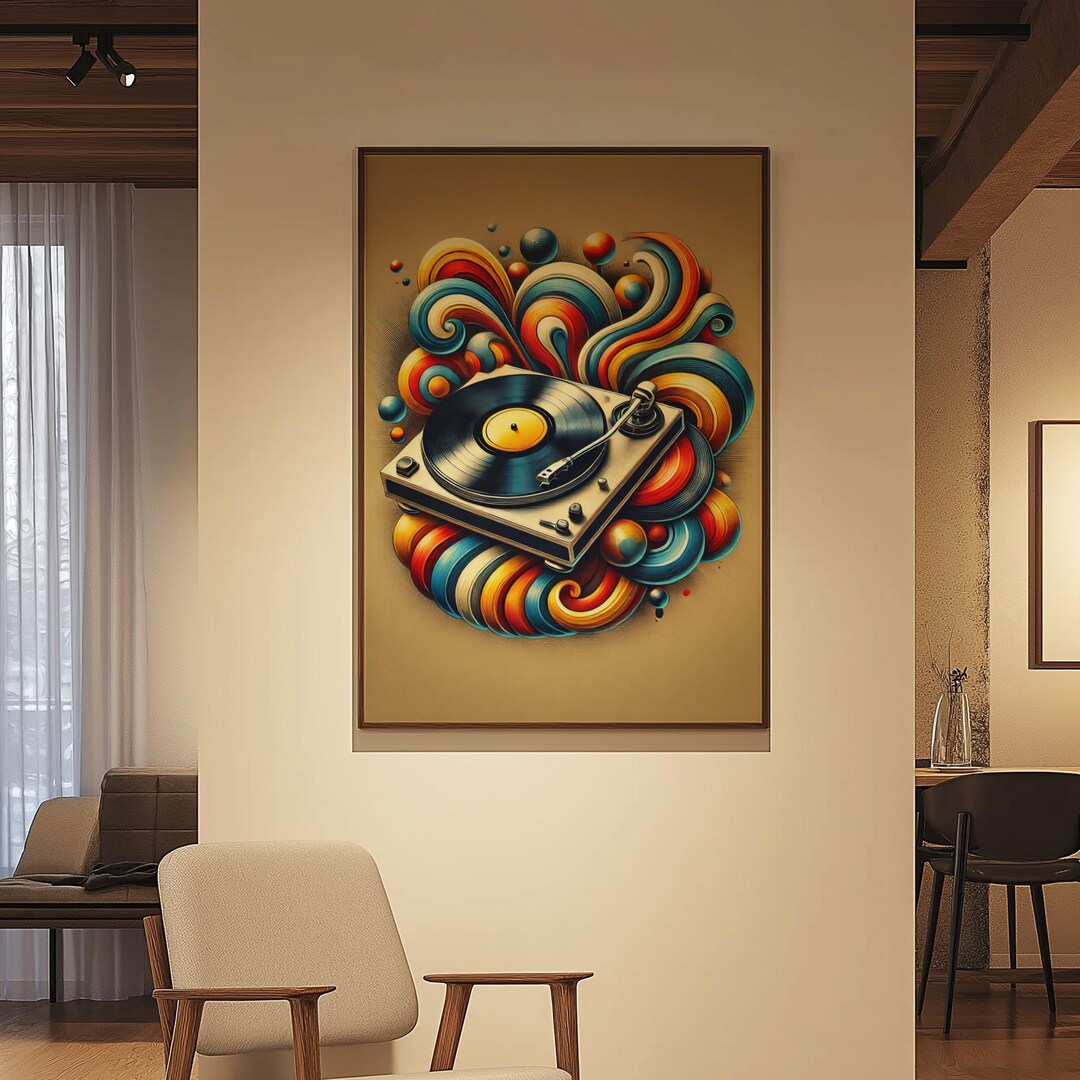 Vintage Vinyl Record Abstract Wall Art | Pop Art Music Decor | Retro ...