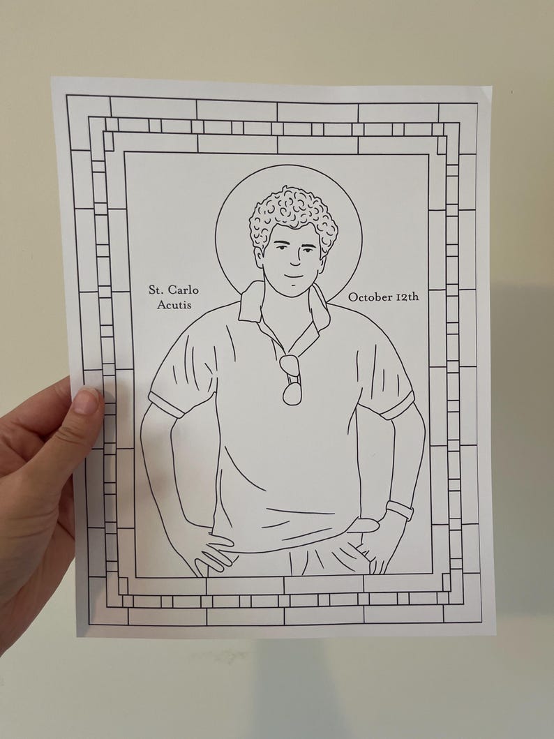 St. Carlo Acutis Coloring Page Digital Download Printable - Etsy Israel
