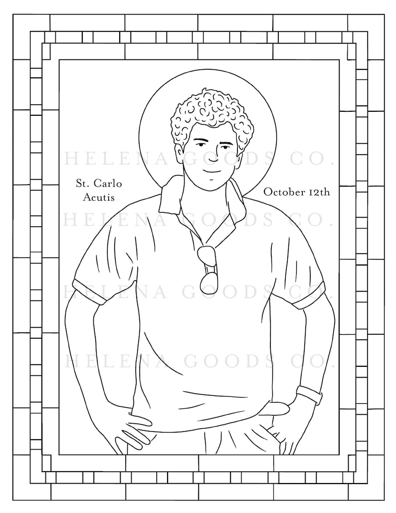 St. Carlo Acutis Coloring Page Digital Download Printable - Etsy Israel