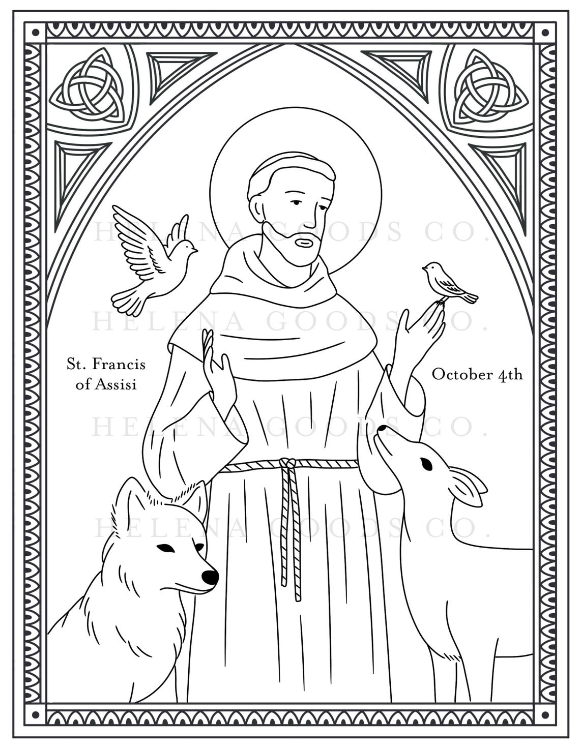 St. Francis of Assisi Coloring Page Digital Download Printable - Etsy