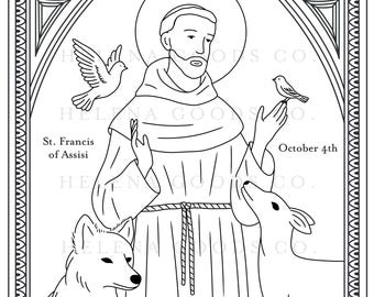 St. Francis of Assisi Coloring Page for Catholic Kids - Digital ...