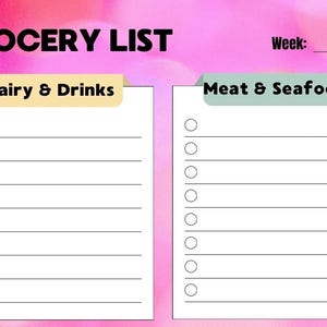 Cute Grocery List (pink) - Etsy