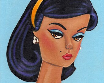 Barbie Art Original Oil Painting Barbie Cousin Francie Doll on Canvas ...