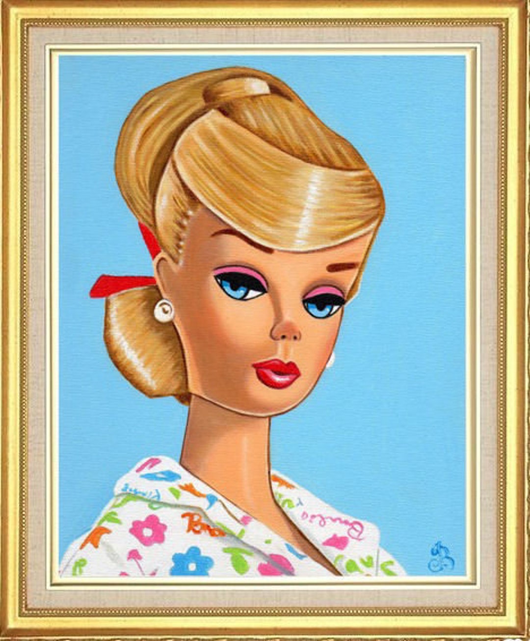 Barbie Doll Art Print From Original Painting of Blonde Barbie Learns to ...
