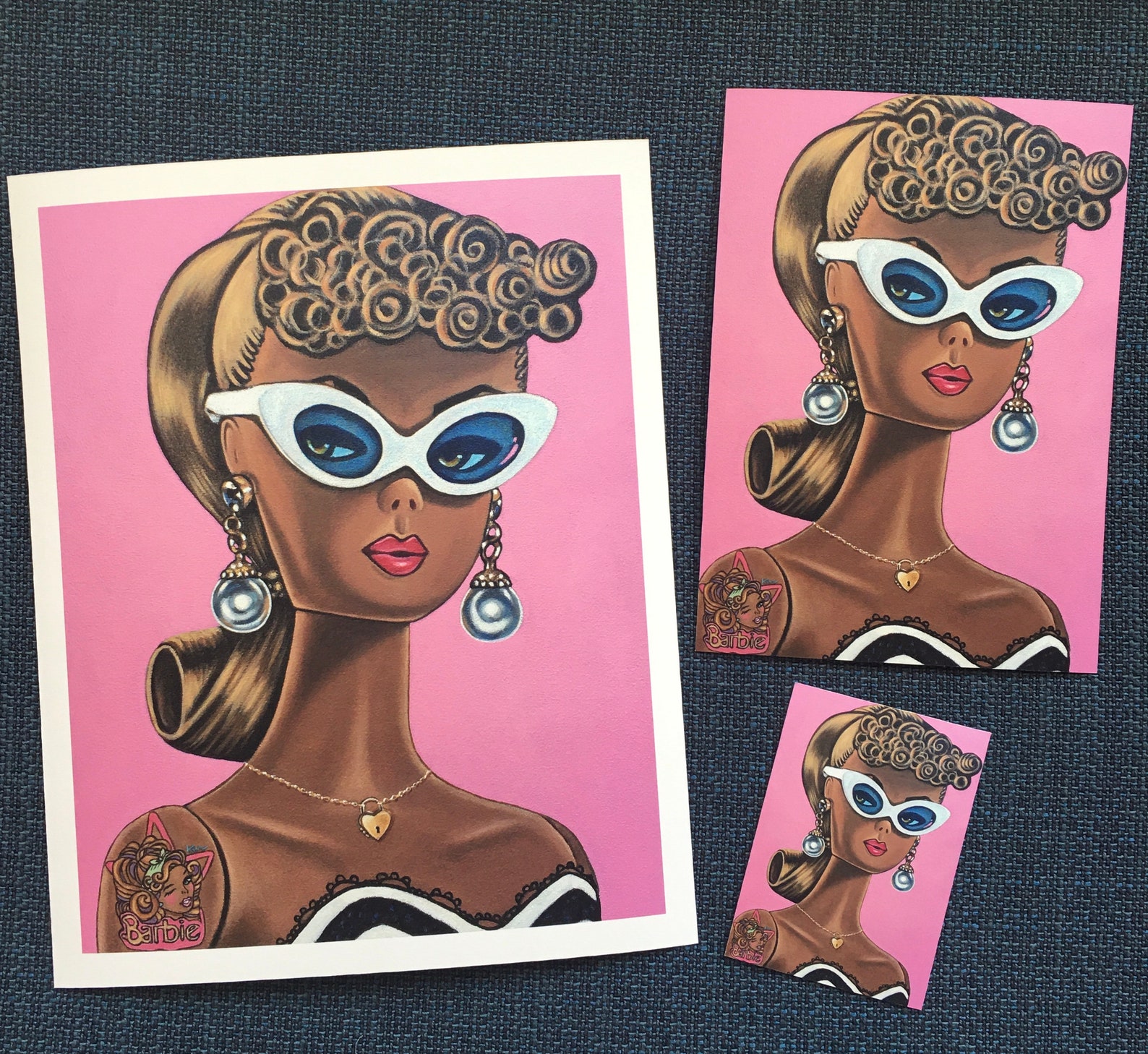 Barbie Art Doll Original Oil Painting of Beautiful AA Black Barbie on ...