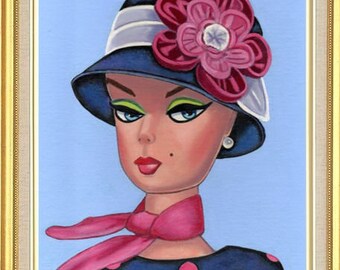 Barbie Art Doll Original Oil Painting of Beautiful AA Black Barbie on ...