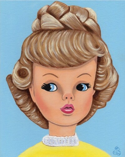 Sindy Tammy doll art Original Oil Painting of Vintage Retro | Etsy