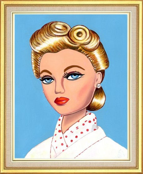 Barbie Art Original Oil Painting of Gene Marshall Barbie Doll in Mount ...