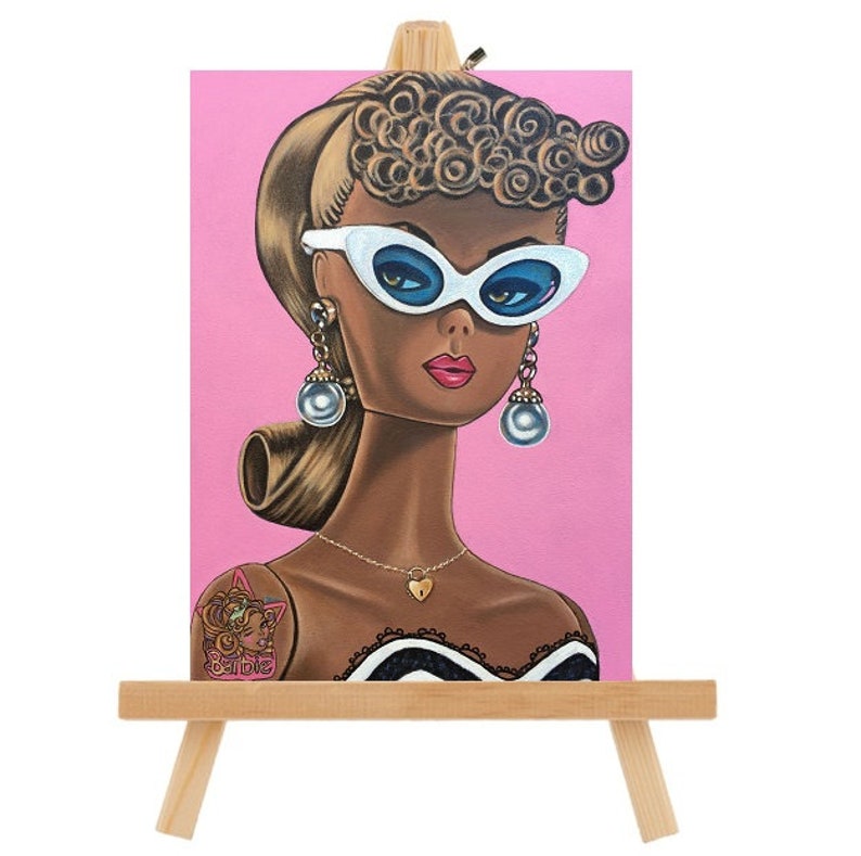 Barbie Art Doll Original Oil Painting of Beautiful AA Black Barbie on ...