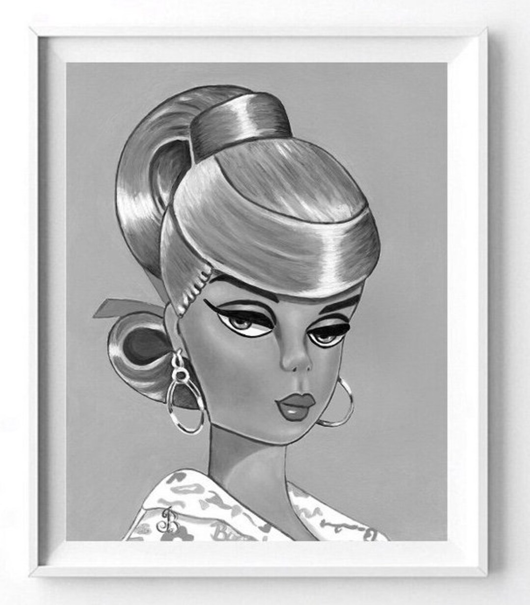 Barbie Art Original Oil Painting of Retro Silkstone Doll Pink Hair in ...