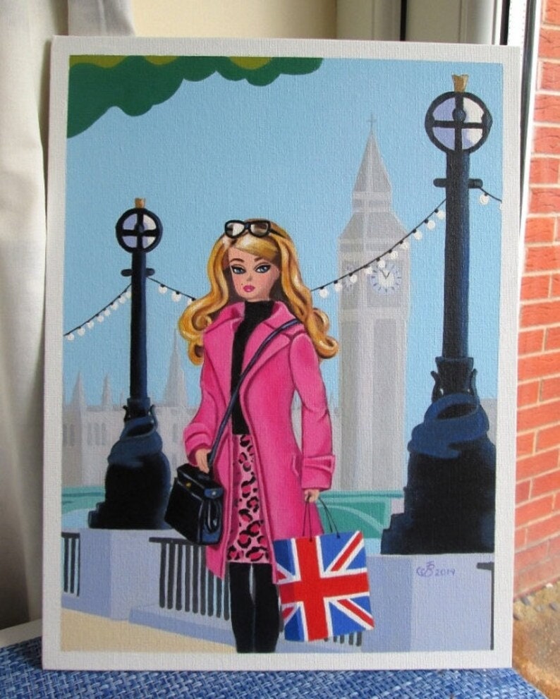 Barbie Art Original Oil Painting of Barbie Doll in London - Etsy