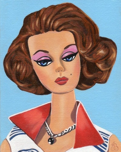 Barbie Art Original Oil Painting of Brown hair silkstone | Etsy