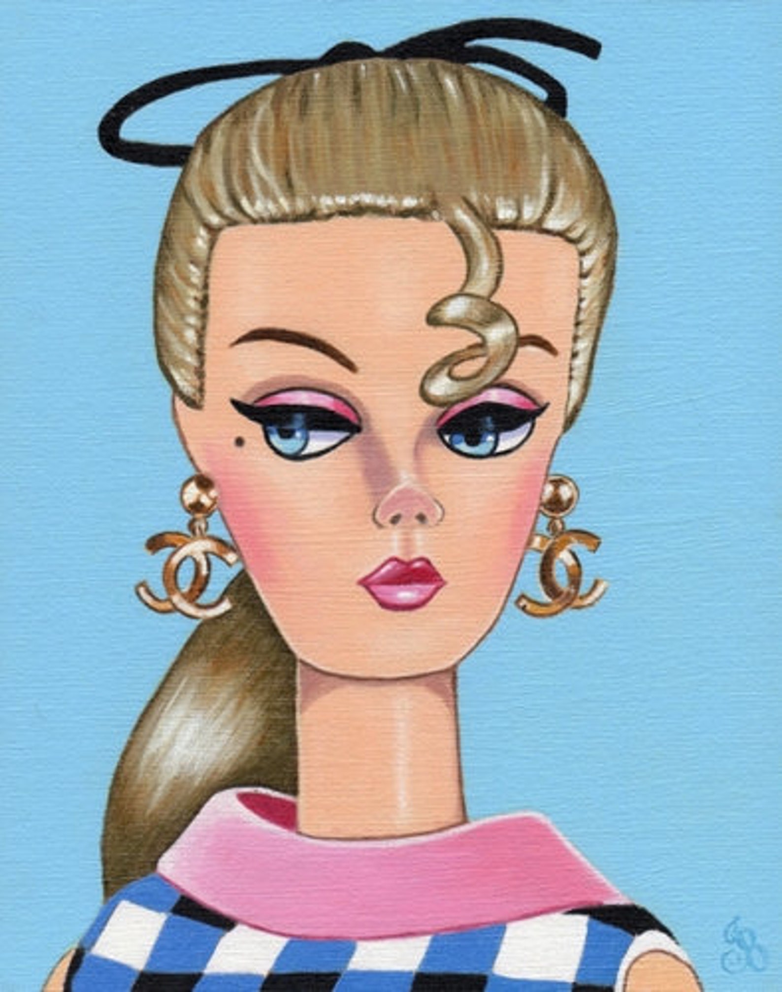 Barbie Art Original Oil Painting of Retro Bild Lilli Doll gold | Etsy