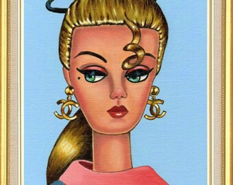 Barbie Art Doll Original Oil Painting of Beautiful AA Black Barbie on ...