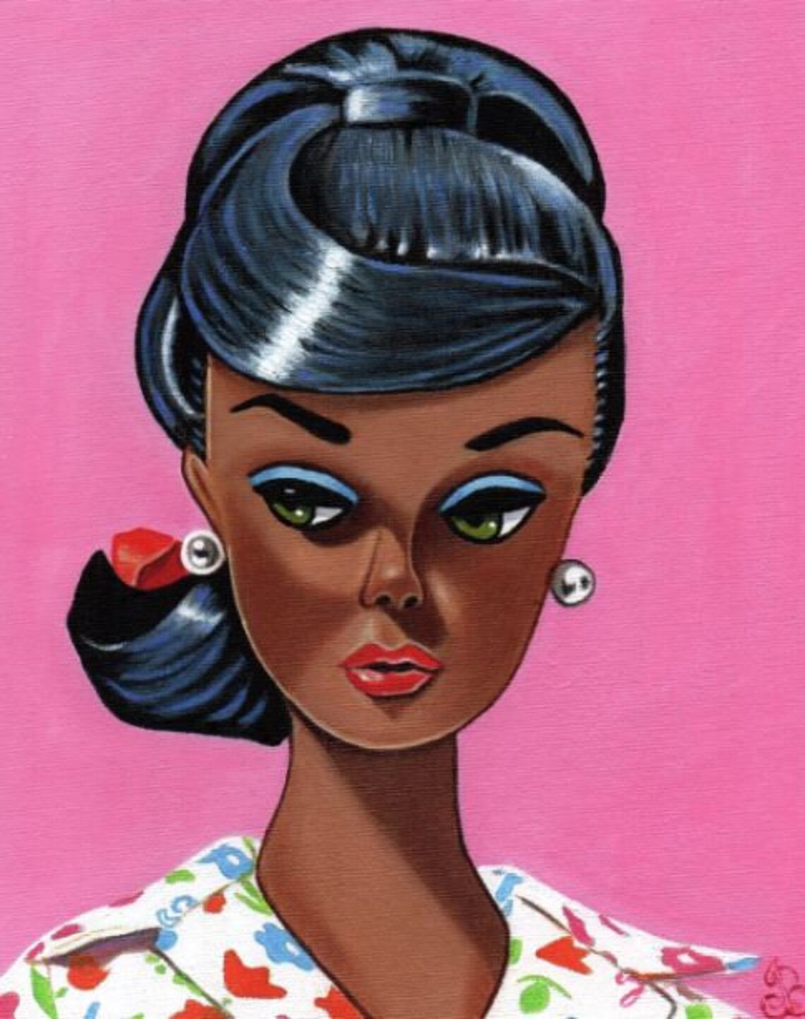 AA Black Barbie Doll Art Print From Original Painting of - Etsy