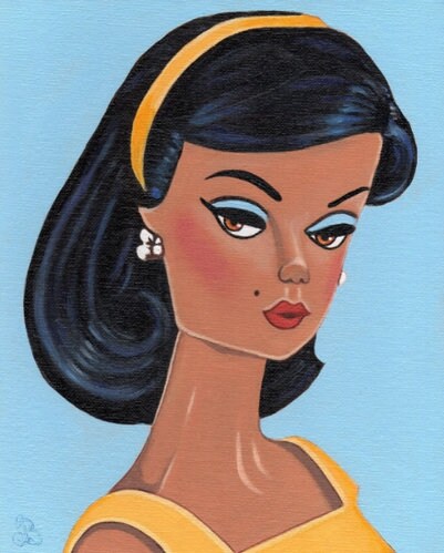Barbie Art Original Oil Painting of Dark hair silkstone Barbie | Etsy