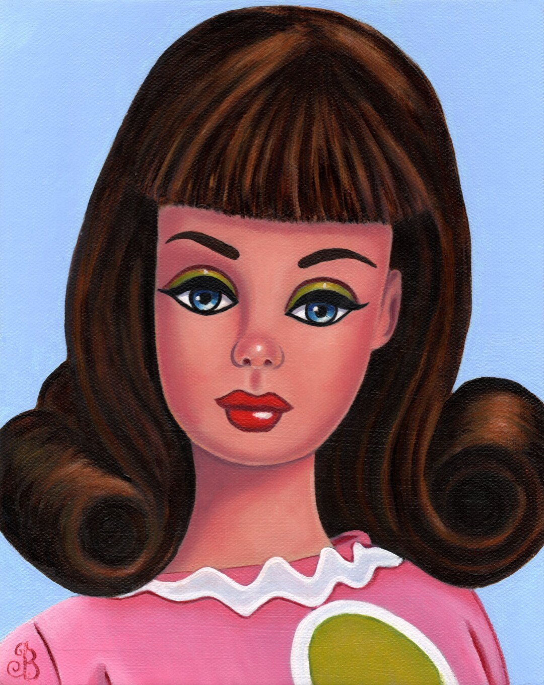 Barbie Art Original Oil Painting Barbie Cousin Francie Doll on Canvas ...