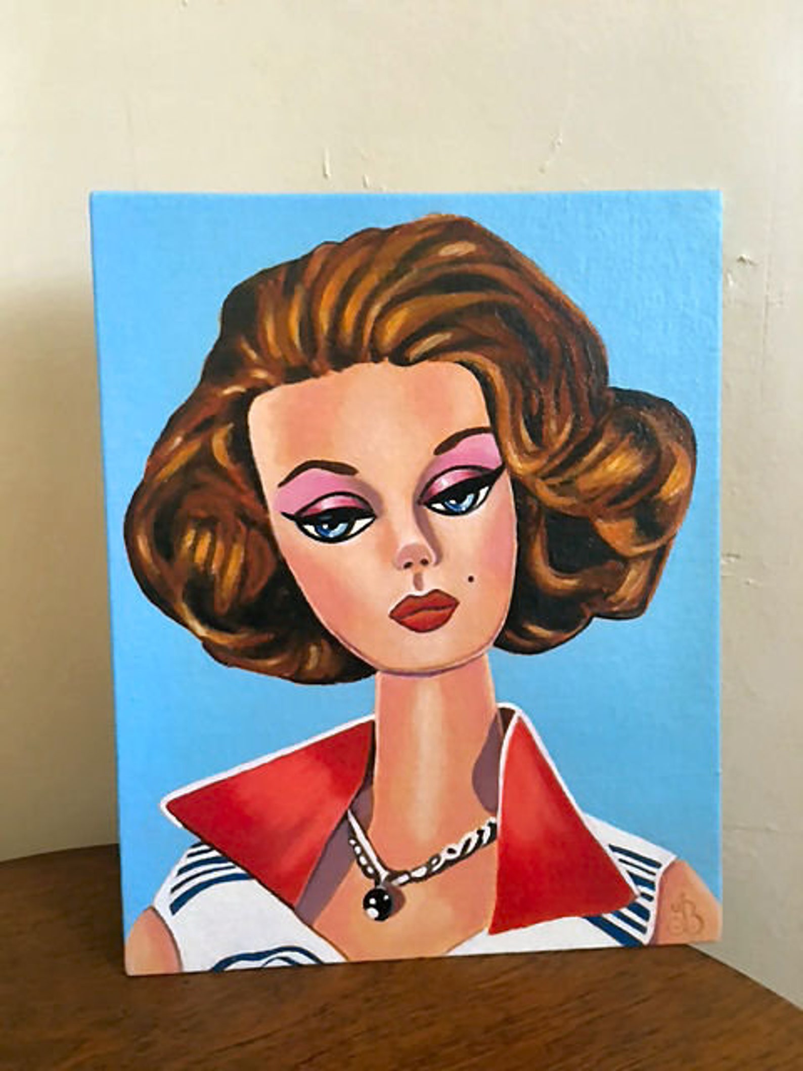 Barbie Art Original Oil Painting of Brown Hair Silkstone Barbie Doll on ...