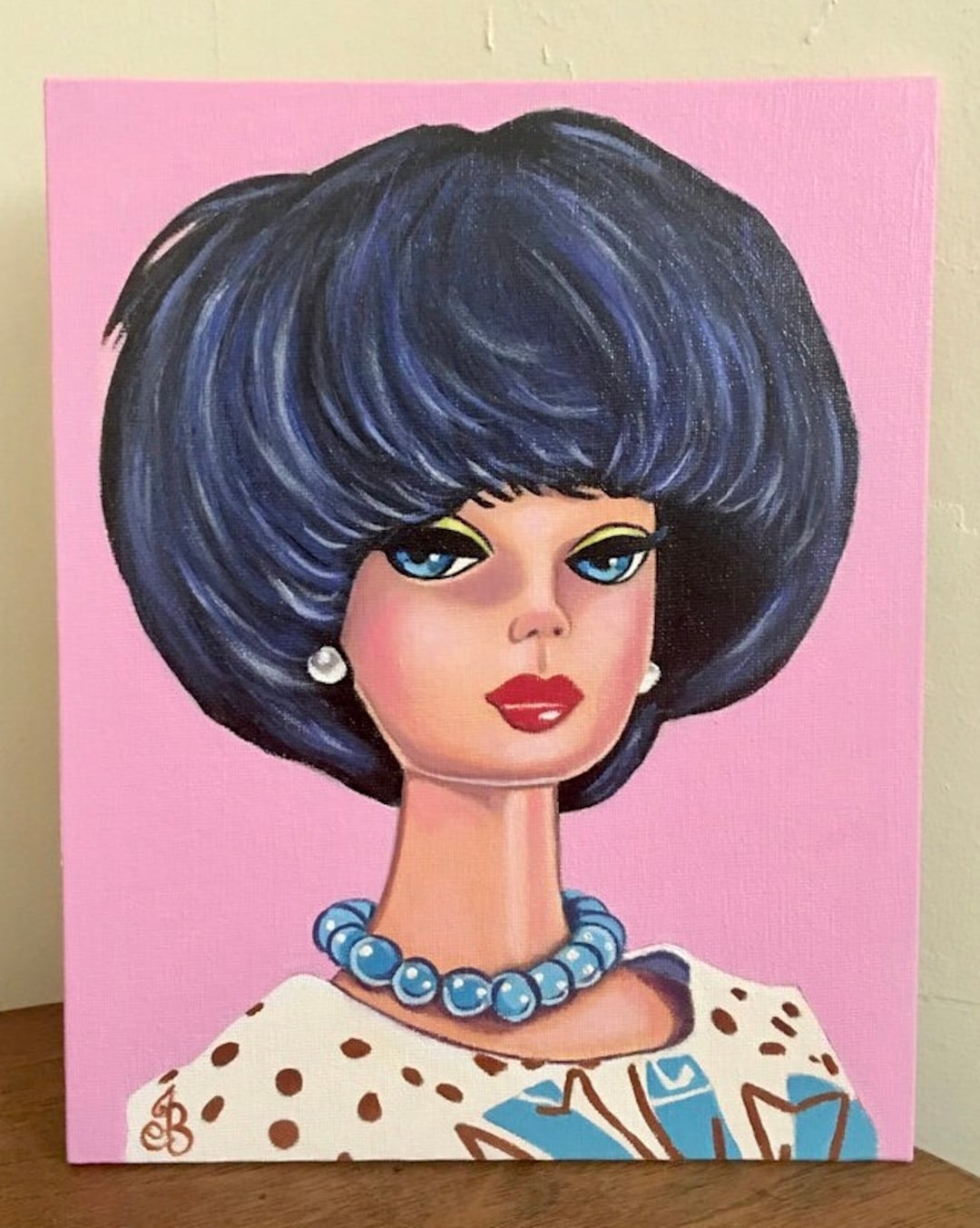 Barbie Art Original Oil Painting of Bubble Cut Silkstone Barbie Doll on ...