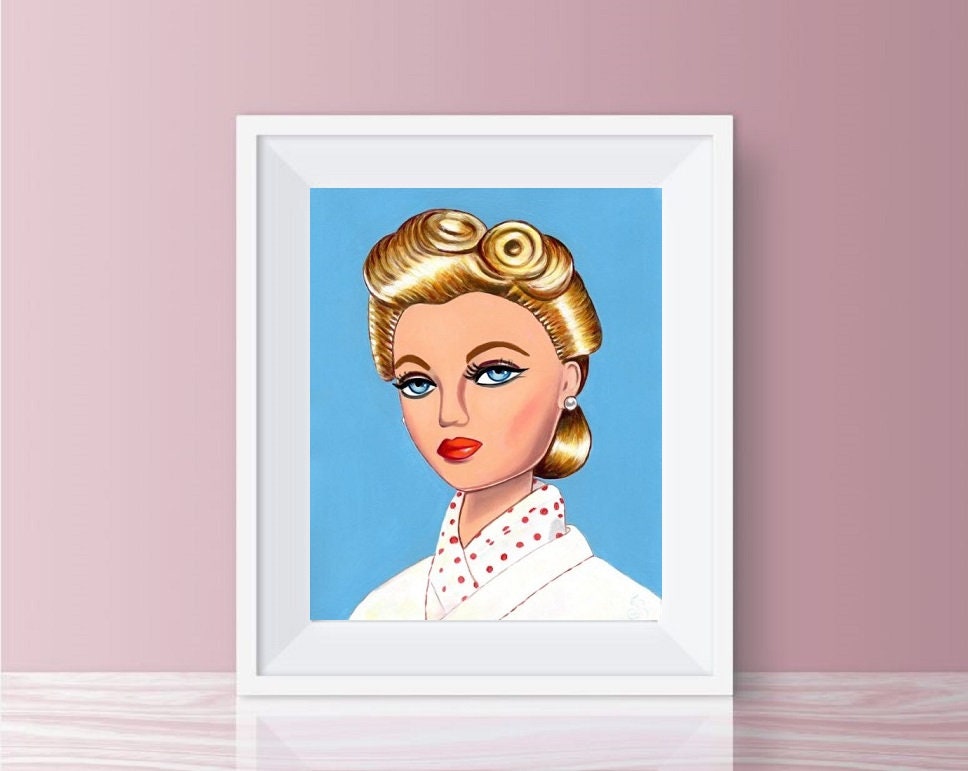 Barbie Art Original Oil Painting of Gene Marshall Barbie Doll in Mount ...