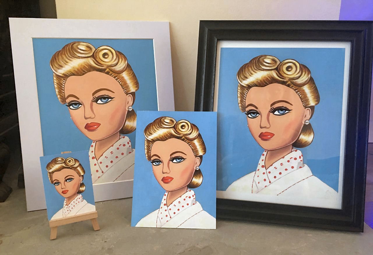 Barbie Art Original Oil Painting of Gene Marshall Barbie Doll in Mount ...