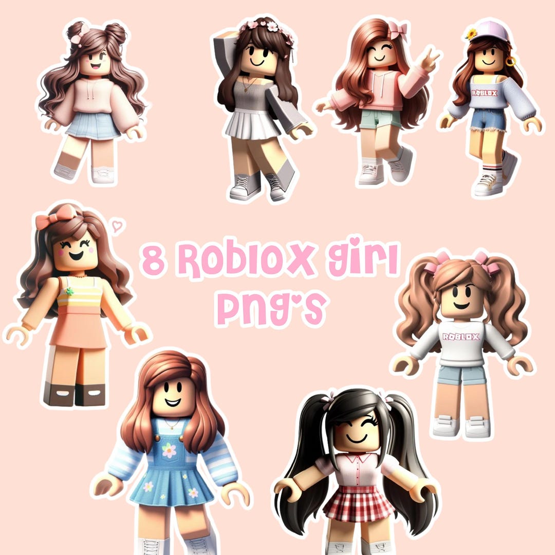 Set of 8 Cute Roblox Girls. Instant Download. Png Format | Roblox Girls ...