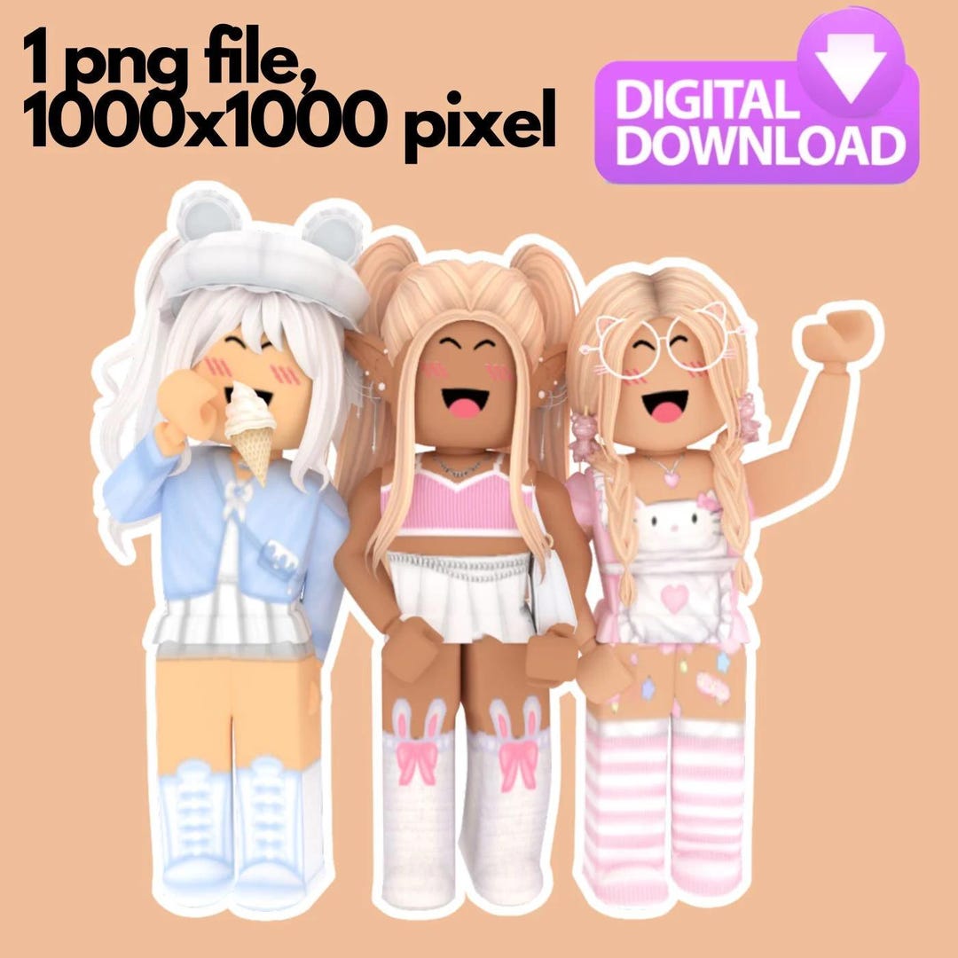 Roblox Girls Clipart PNG Digital Image Clip Art INSTANT DOWNLOAD ...