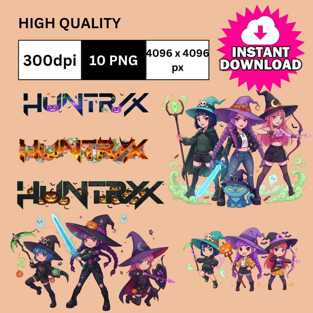 Spooky Huntrix Halloween PNG, Kpop Demon Hunters Clipart, Saja Girls ...