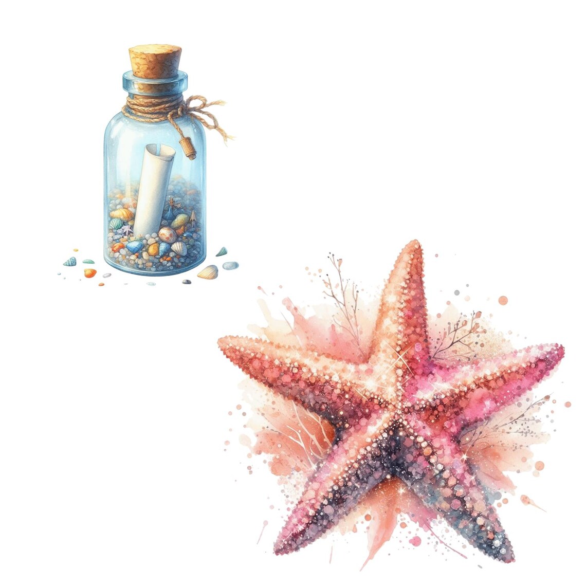 20 Watercolor Mermaidcore Pngs – Aesthetic Clipart Bundle – Ocean Theme ...