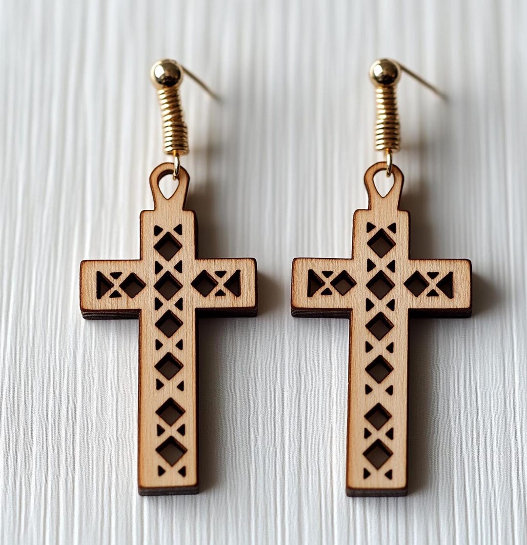 Christian Cross Earring SVG Laser Cut File for Easter Jewelry and ...