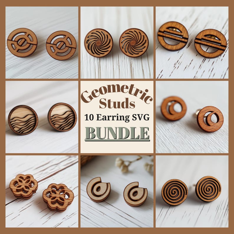Stud Earring SVG Bundle, Laser Cut File, Glowforge SVG Files, Wood Earrings Svg - Etsy