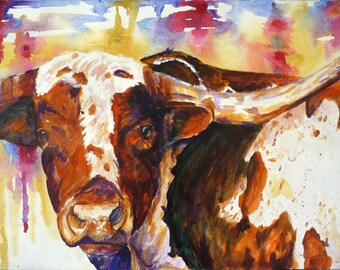 Longhorn painting | Etsy