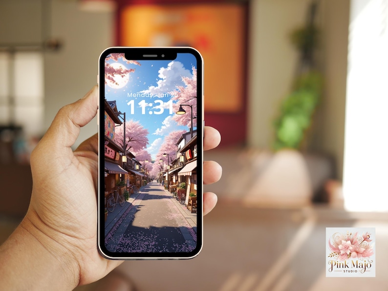 Anime Phone Wallpaper | Japanese Sakura Blossoms Streets | Spring ...