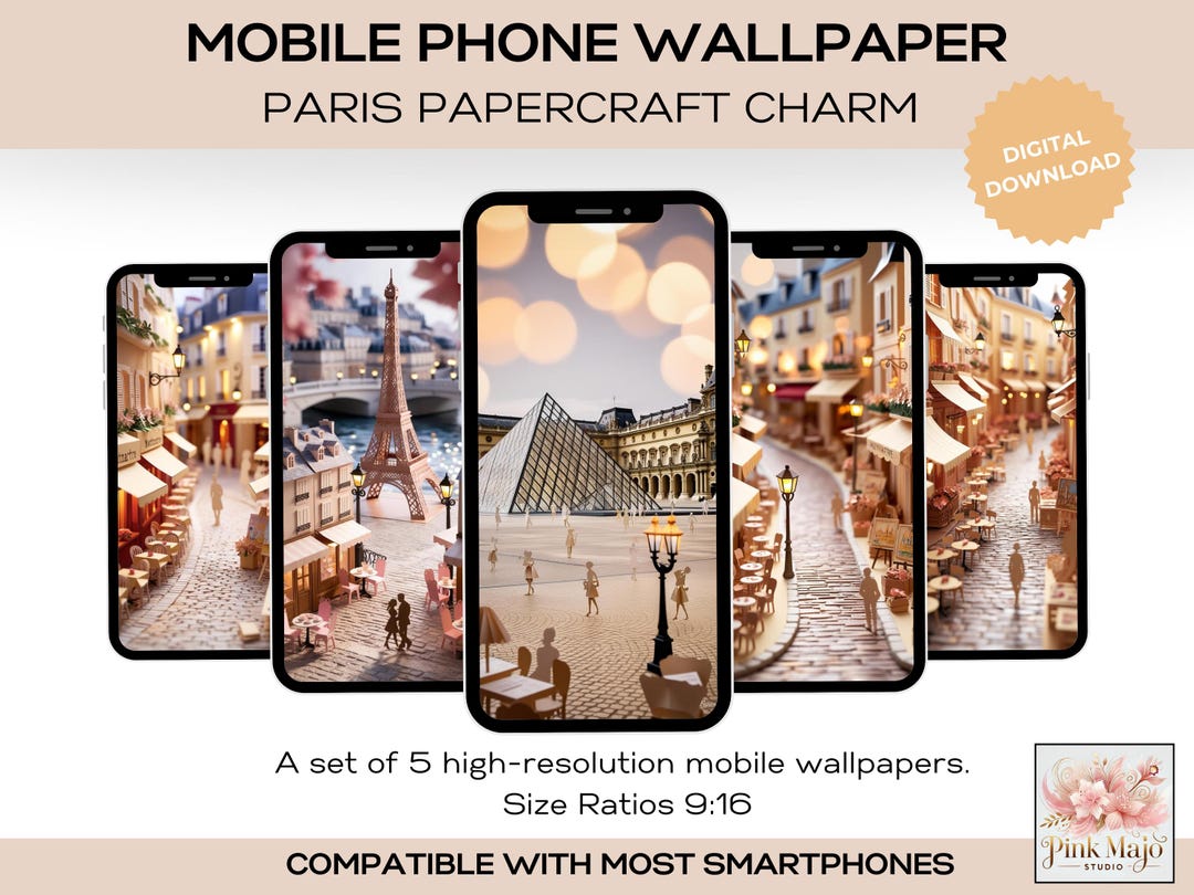 Paris Papercraft Charm Mobile Wallpaper | Louvre, Montmartre Phone ...