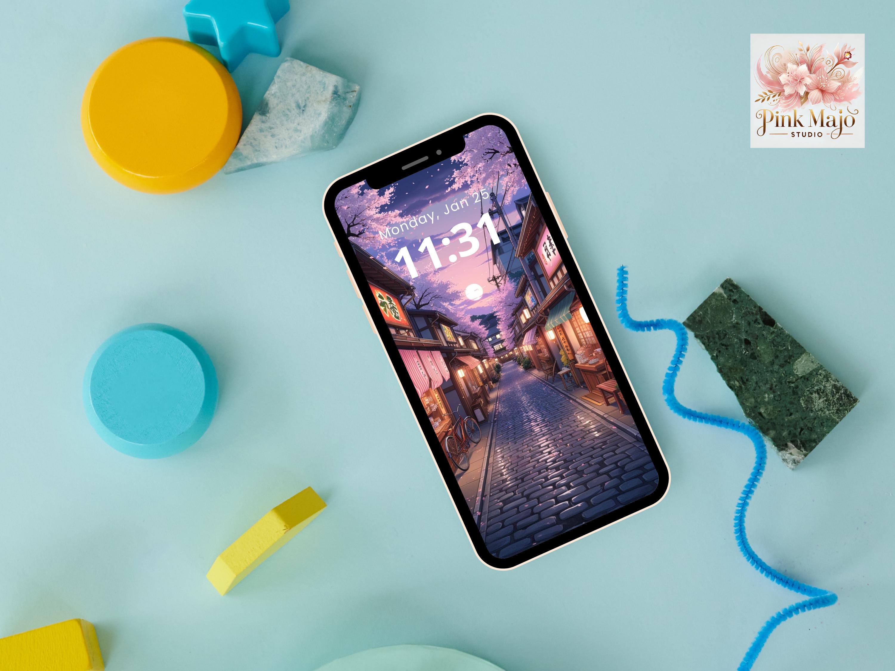 Anime Phone Wallpaper | Japanese Sakura Blossoms Streets | Spring ...