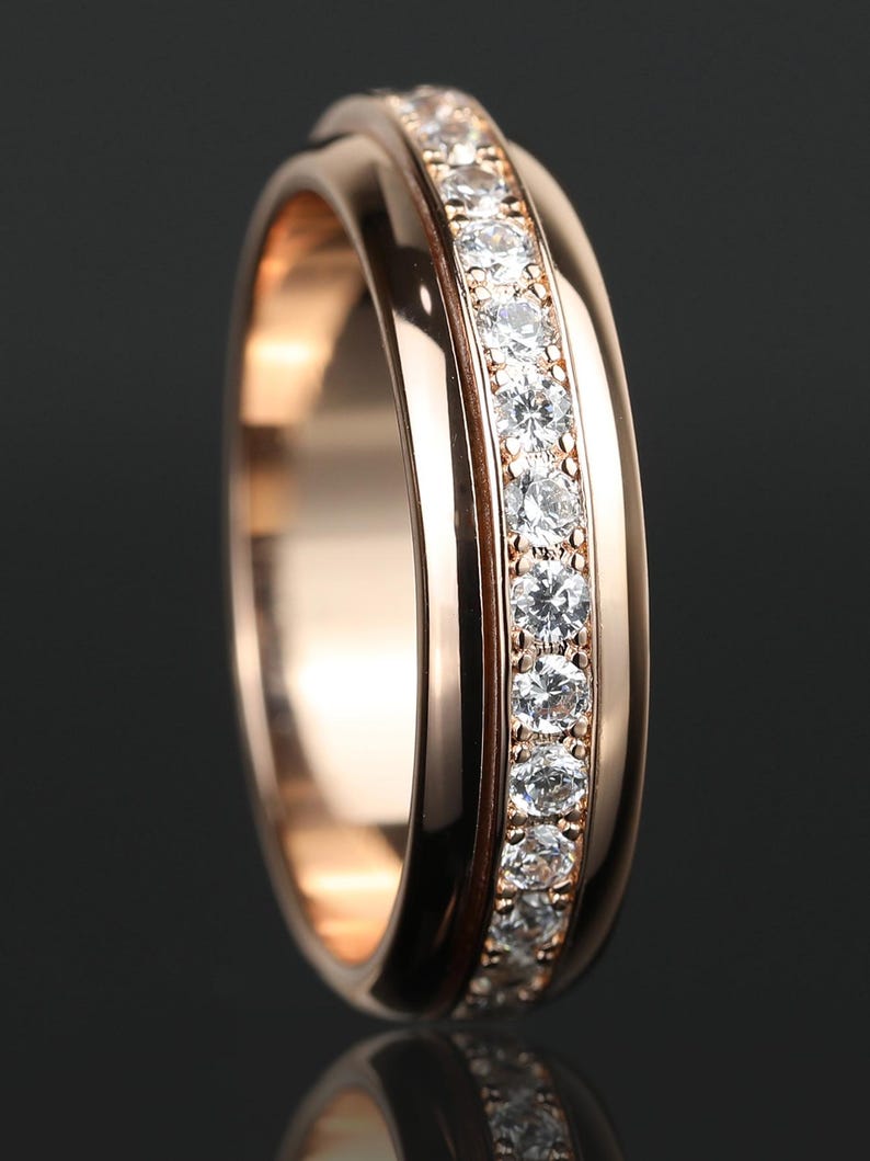 Iced Out Moissanite Spinner Fidget Ring in Sterling Silver,multi-stone ...
