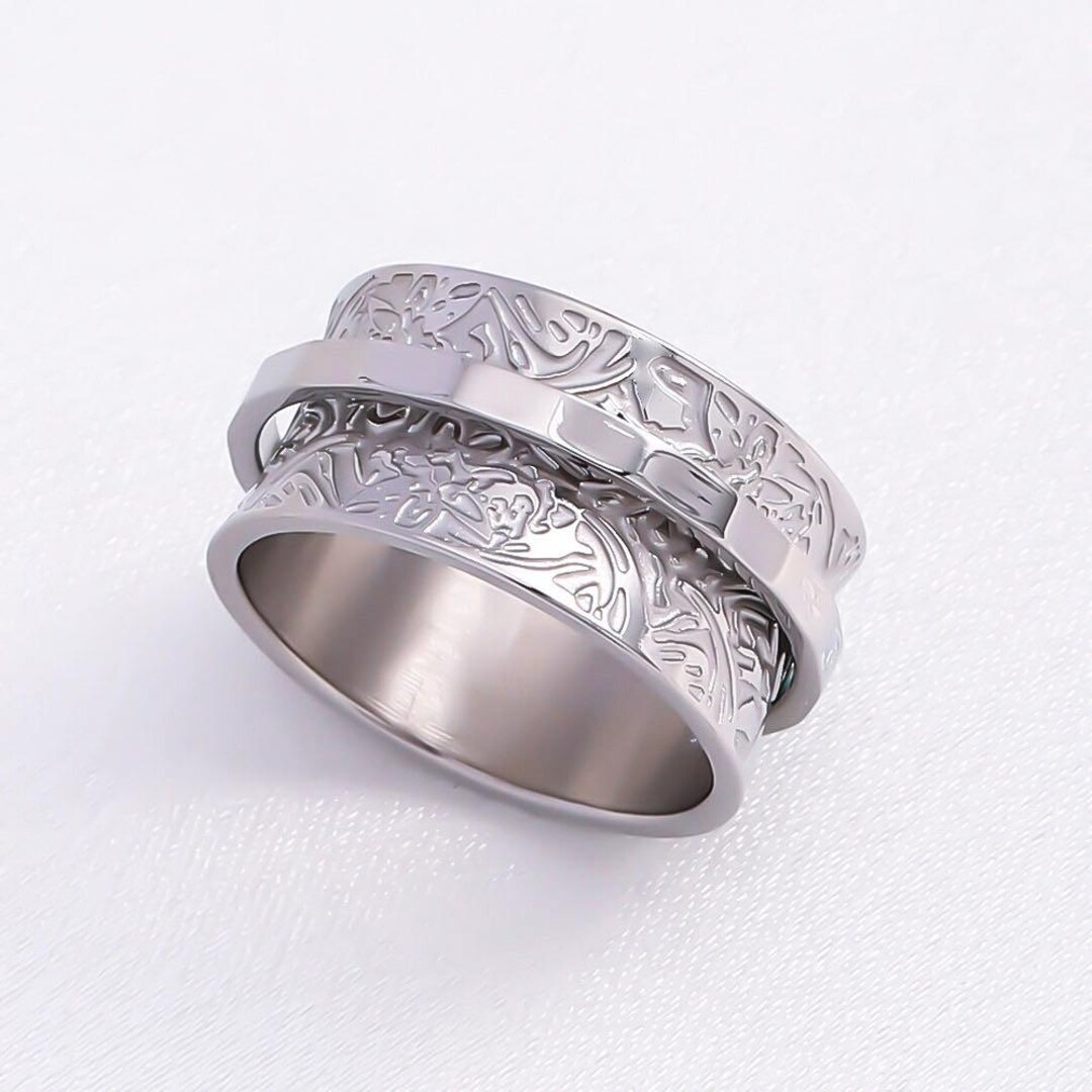 Minimalist Boho Hammer Spinner Fidget Ring,flower Spinner Ring ...