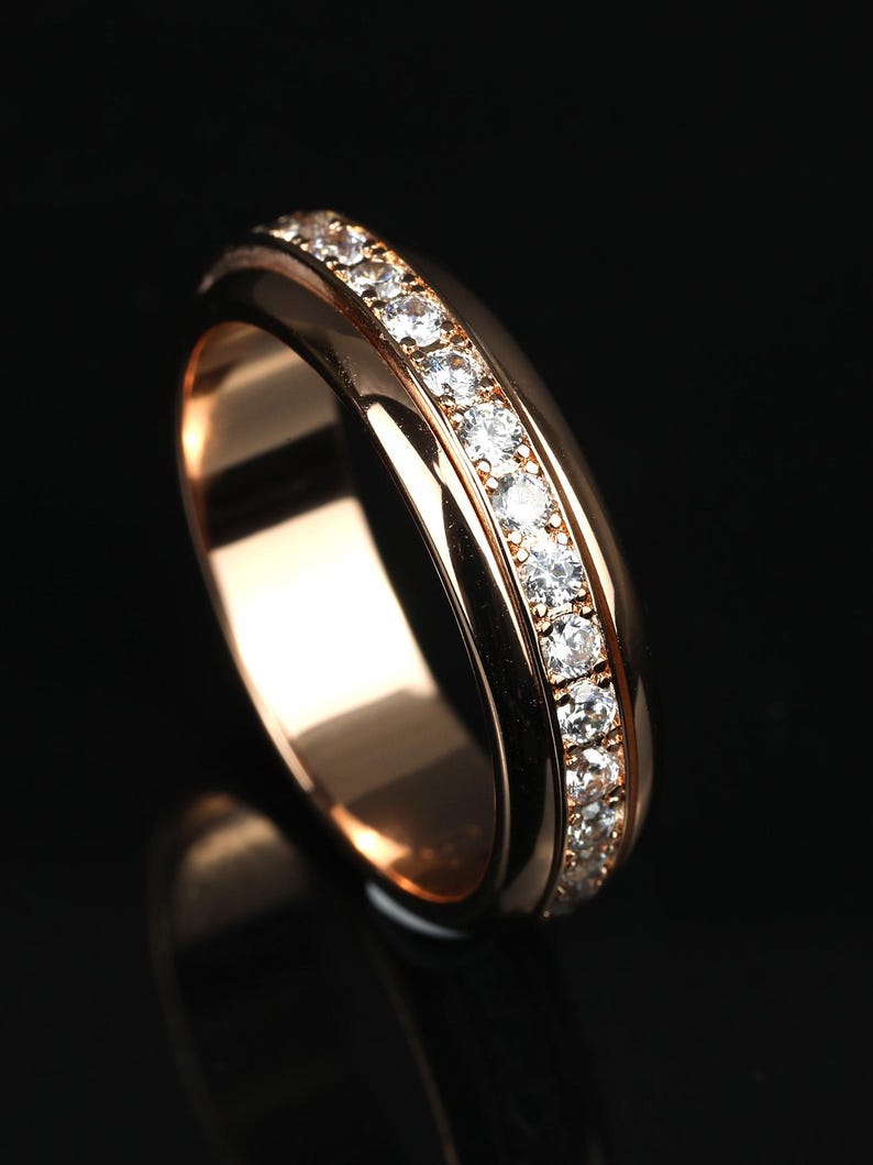 Iced Out Moissanite Spinner Fidget Ring in Sterling Silver,multi-stone ...