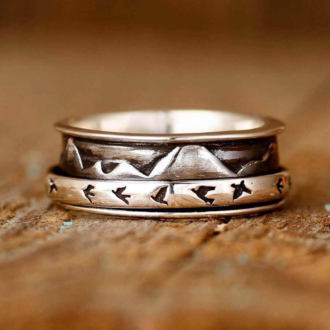 Bird Spinner Fidget Ring for Men&women,mountain Spinner Ring,meditation ...