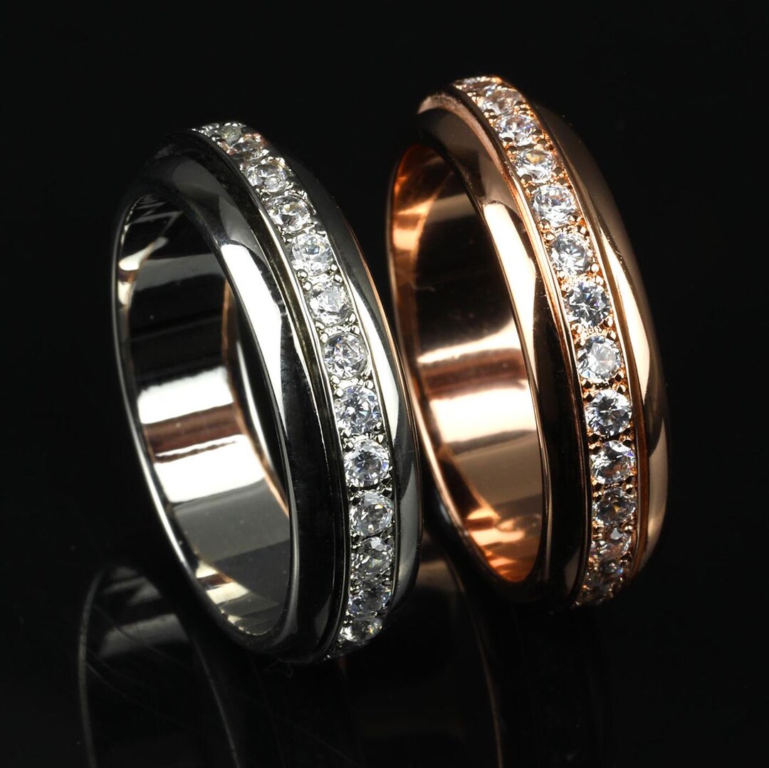 Iced Out Moissanite Spinner Fidget Ring in Sterling Silver,multi-stone ...