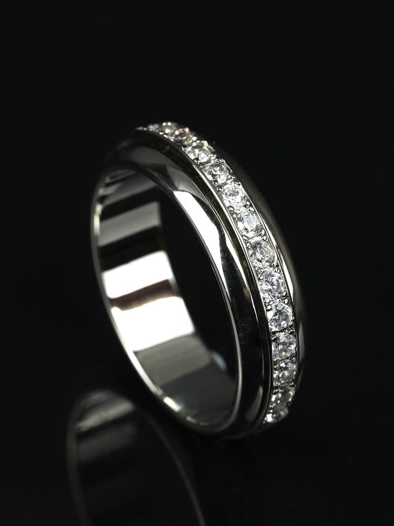 Iced Out Moissanite Spinner Fidget Ring in Sterling Silver,multi-stone ...