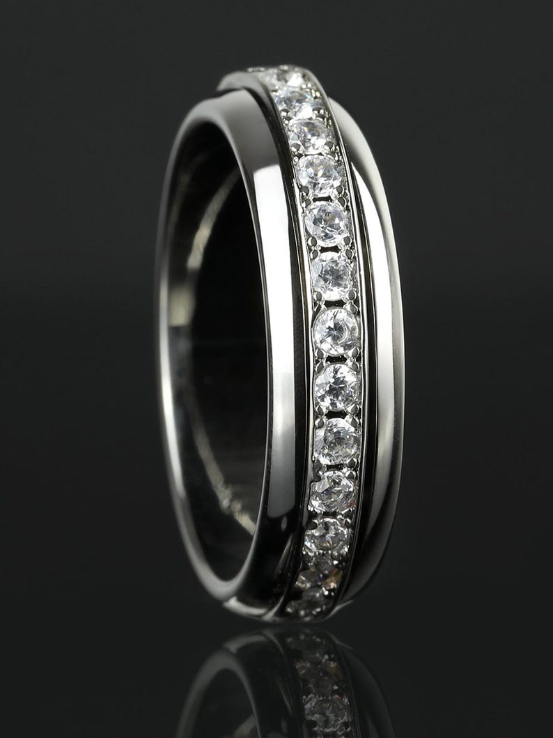 Iced Out Moissanite Spinner Fidget Ring in Sterling Silver,multi-stone ...