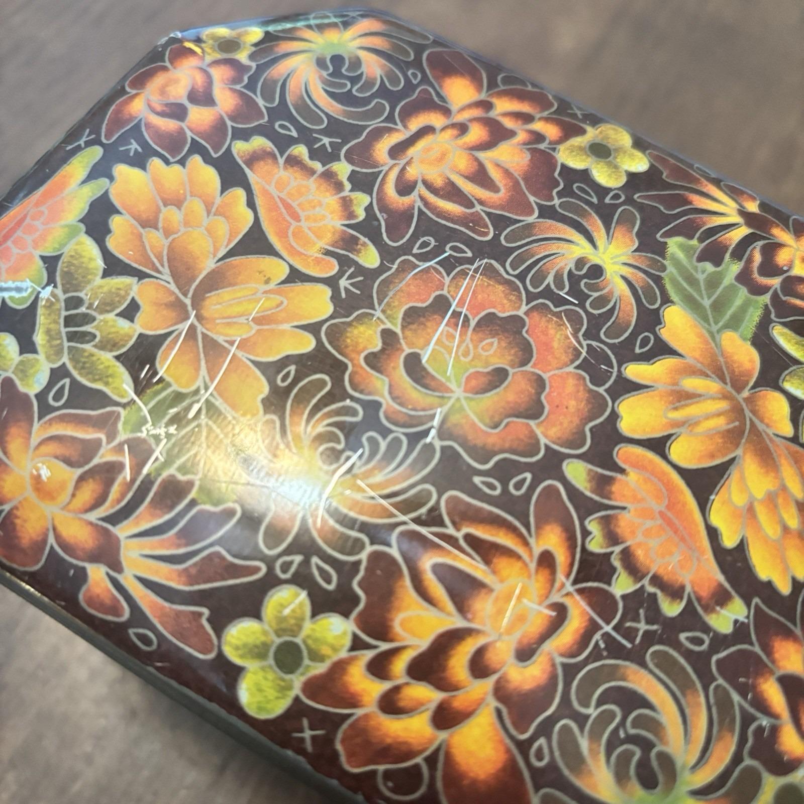 Vintage Daher Tin Metal Container Floral 11101 Made in England Long ...