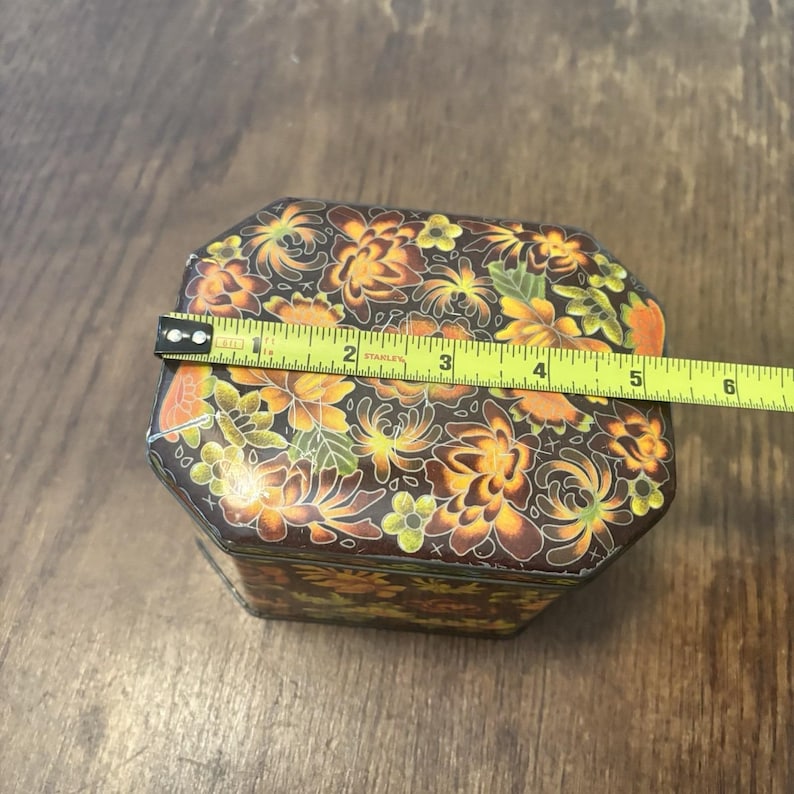 Vintage Daher Tin Metal Container Floral 11101 Made in England Long ...