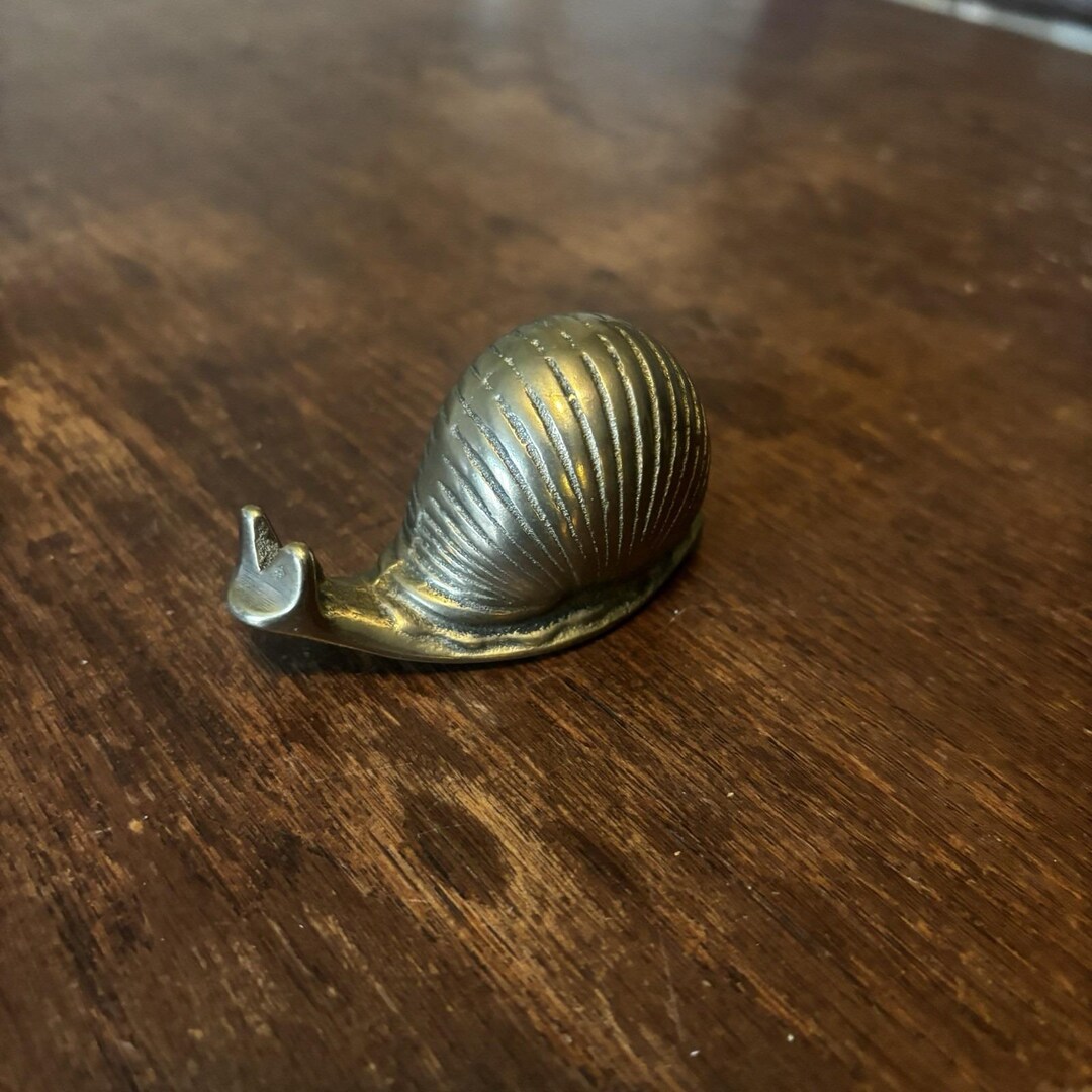 Vintage 3" Solid Brass Small Snail Paperweight Figure - Etsy
